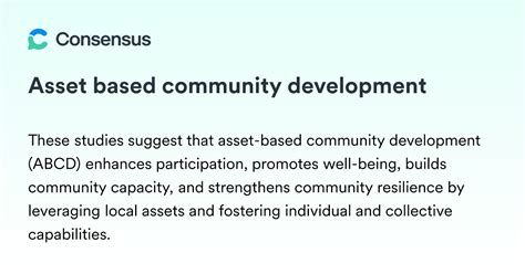 Asset Based Community Development Consensus Academic Search Engine