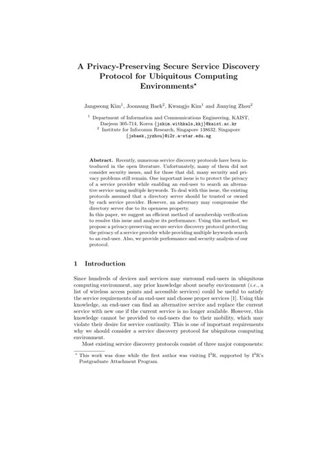 Pdf A Privacy Preserving Secure Service Discovery Protocol For Ubiquitous Computing Environments