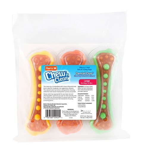 Hartz Chew 'n Clean Dental Duo Dog Treat & Chew Toy, Bacon Flavored ...