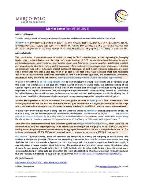 110606 10 Mpam Market Letter Pdf Quantitative Easing Federal