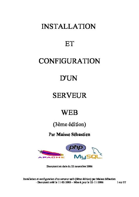 Installation Et Configuration Dun Serveur Web Télécharger Cours Informatique En Pdf