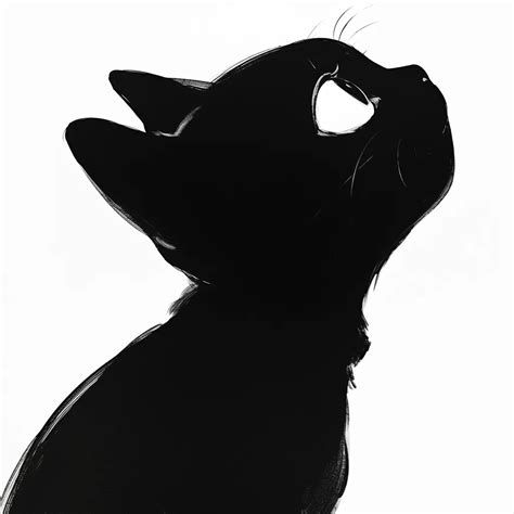 見上げる視線の猫の顔シルエット｜イラスト・フリー素材なら「シンテリ」