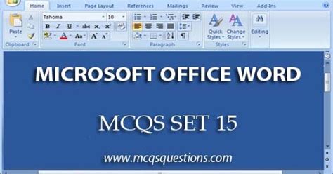 Microsoft Word MCQ Questions With Answers Set