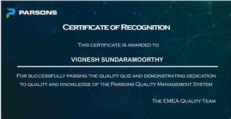 Vignesh Sundaramoorthy On Linkedin Qualitymanagement Certified Parsons
