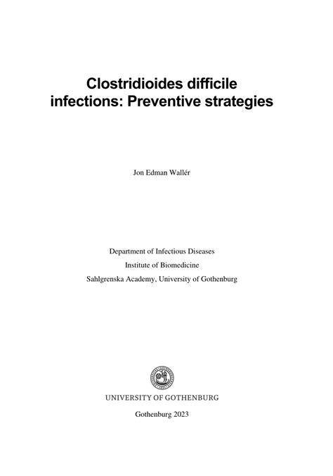 Pdf Clostridioides Difficile Infections Preventive Strategies
