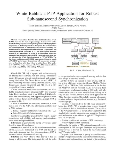 White Rabbit A Ptp Application For Robust Sub Nanosecond Synchronization Pdf Computer