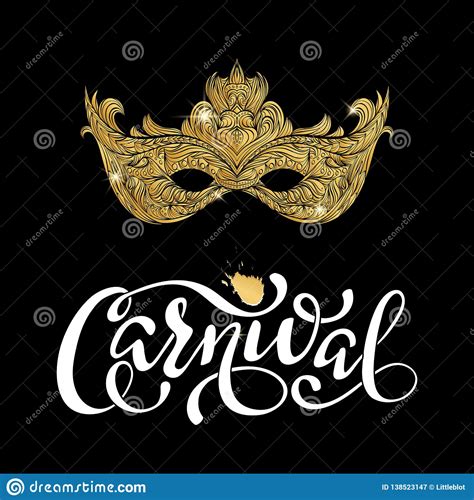 M scara De Oro Del Carnaval En Fondo Negro Stock de ilustración Ilustración de elegante