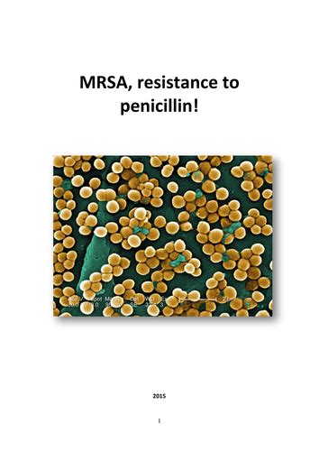 Educational Activity Mrsa Resistance To Penicillin Teaching Resources