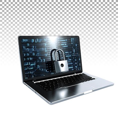 Premium Psd Cyber Safety Measures Digital Padlock In Front Of Laptop Screen