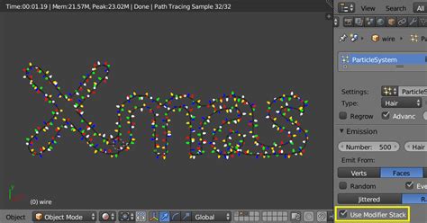 Blender 279 粒子系統：編修器modifier編修結果發射粒子 Use Modifier Stack