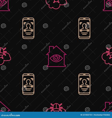 Set Line System Bug On A Cloud Mobile And Face Recognition And House