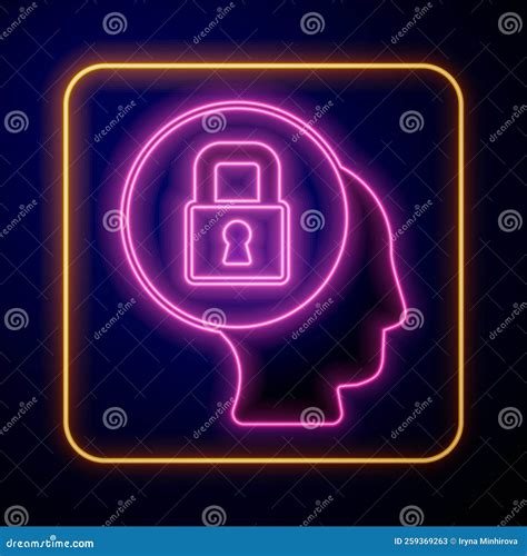 Glowing Neon Lock Icon Isolated On Black Background Padlock Sign