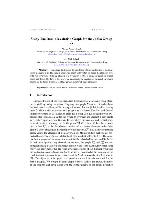 PDF Study The Result Involution Graph For The Janko Group J4