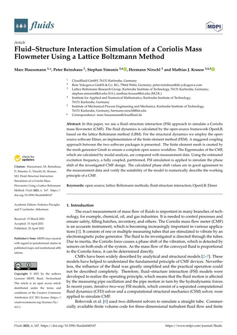 pdf fluid structure interaction simulation of a coriolis mass