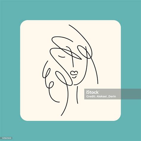 한 젊은 여성이 그녀 앞을 쳐다본다 손으로 그린 벡터 선형 그림입니다 꽤 달콤한 소녀 라인아트에 대한 스톡 벡터 아트 및 기타