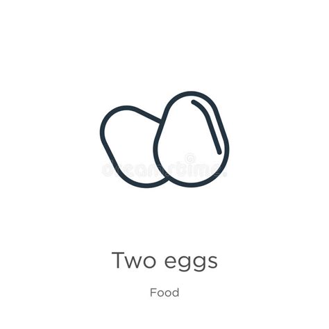 Two Eggs Icon 白色背景中突显的食物收藏中的细线形双蛋轮廓图标 线矢量图，两个蛋标， 向量例证 插画 包括有 鸡蛋 可实现