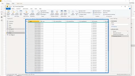 creating a dynamic date query table in power bi a query editor