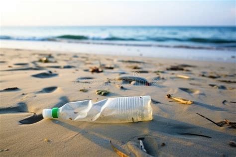 A Plastic Bottle Half Buried In The Sand At The Seashore Stock Image Image Of Waste