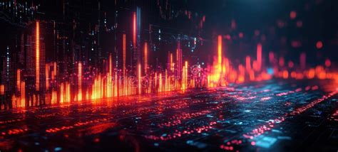 Digital Stock Market Visualization With Vibrant Data Patterns And Graphs Stock Illustration