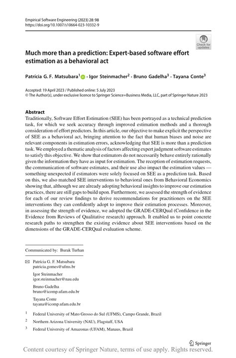 Much More Than A Prediction Expert Based Software Effort Estimation As