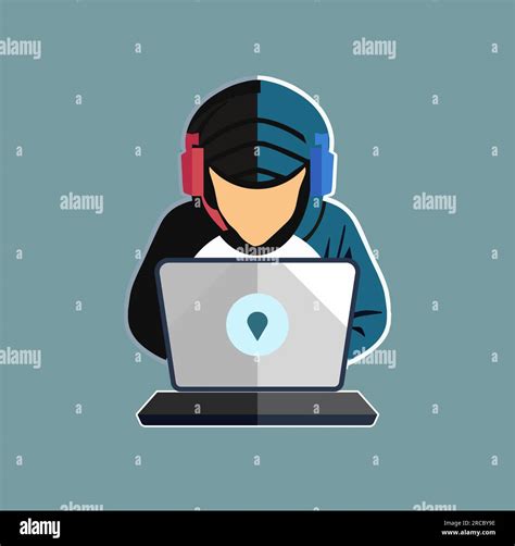 Computer Hacker With Laptop Icon Vector Stock Vector Image And Art Alamy