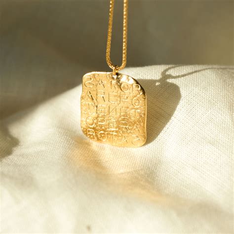 Magic Sator Square Gold Talisman Necklace Fine Costume Jewelry Gold