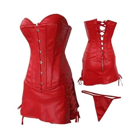 Corset Set Red With Matching Skirt In Soft Fabric