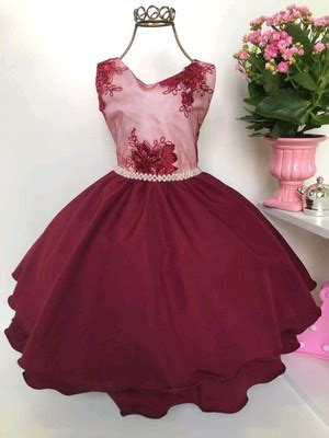Vestido Marsala De Princesa Infantil Luxo Elo7