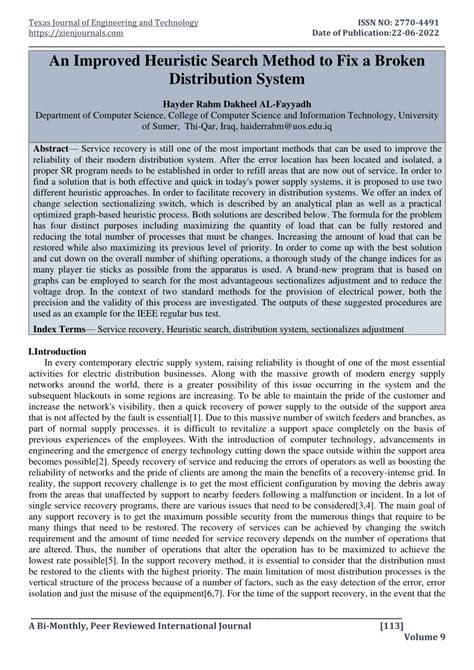 pdf an improved heuristic search method to fix a broken distribution