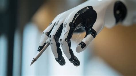 A Robotic Prosthetic Hand Is Gripping A Pen Demonstrating Advanced