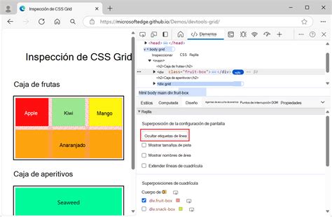 Inspección De Css Grid Microsoft Edge Developer Documentation Microsoft Learn