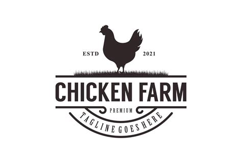 Vintage Chicken Farm Logo Vector Illustration