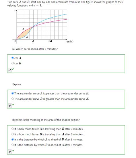 Solved Two Cars A And B Start Side By Side And Accelerate