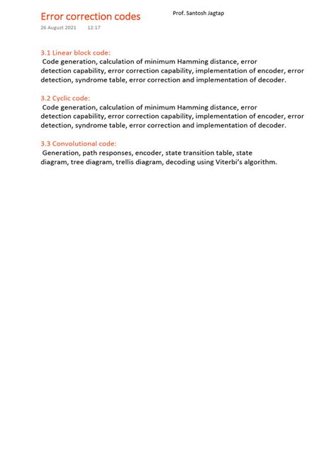 Module 3error Correction Codes Pdf Notation Algorithms