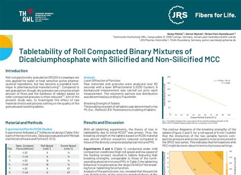 How Roll Compaction Dry Granulation Affects Quality Philippe Tschopp Posted On The Topic