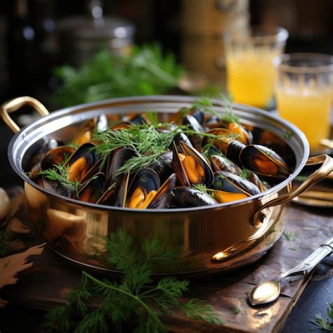 Premium Photo Moules Marinieres Mussels Cooked In A White Wine And