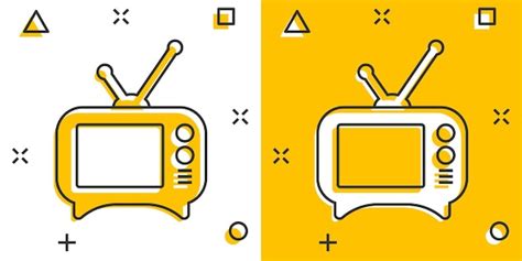 흰색 격리 된 배경 비디오 채널 시작 효과 비즈니스 개념에 만화 스타일 텔레비전 만화 기호 벡터 일러스트 레이 션에서 Tv 아이콘 프리미엄 벡터