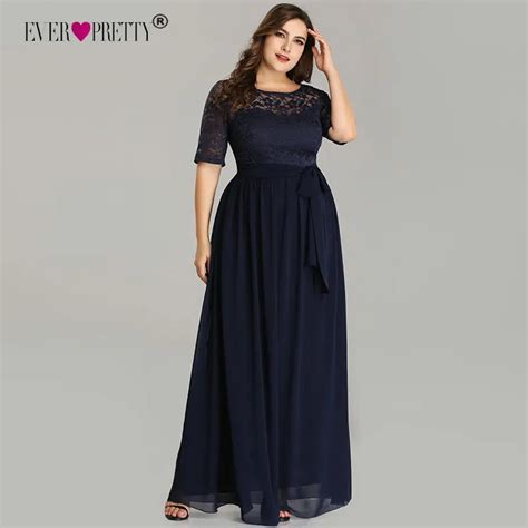Buy Plus Size Navy Blue Evening Dresses Elegant Long A