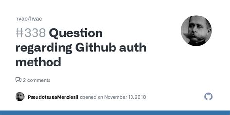 Question Regarding Github Auth Method Issue Hvac Hvac Github