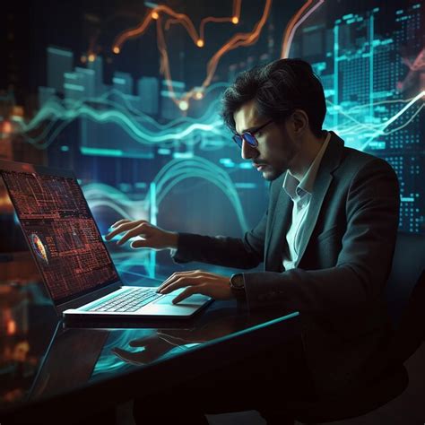 premium ai image data scientist programmer using laptop analyzing