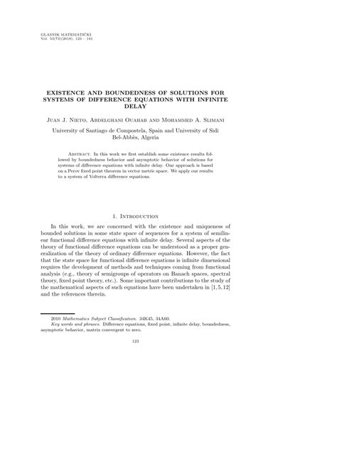 Pdf Existence And Boundedness Of Solutions For Systems Of Difference