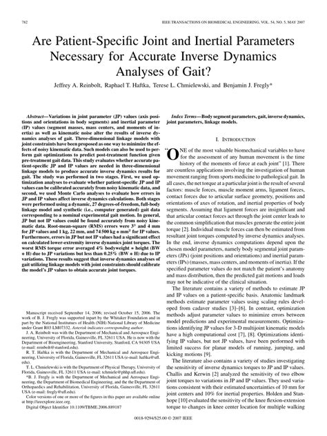 Pdf Are Patient Specific Joint And Inertial Parameters Necessary For