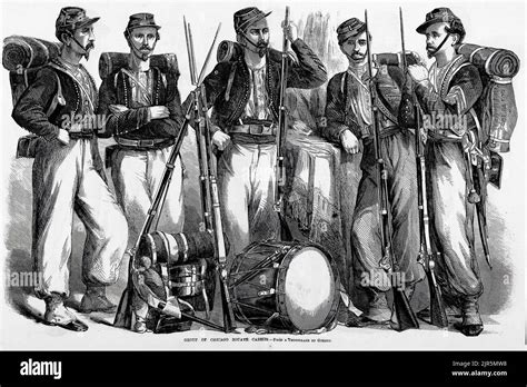 Group Of Chicago Zouave Cadets 1860 19th Century Illustration From