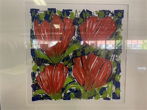 Ad Van Hassel Rode Tulpen Zeefdruk Jules Verne Art