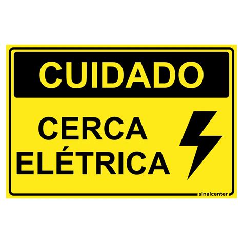 Placa cuidado cerca elétrica