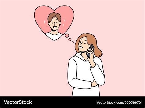 Woman Makes Phone Call To Babefriend Wanting Vector Image