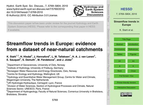 Pdf Streamflow Trends In Europe Evidence From A Dataset Of Near
