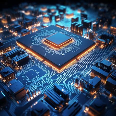 Premium Photo Futuristic Computer Chip Controlling A Complex Circuit