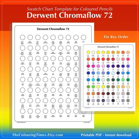Derwent Chromaflow 72 Swatch Chart Template Pdf Printable Chart With