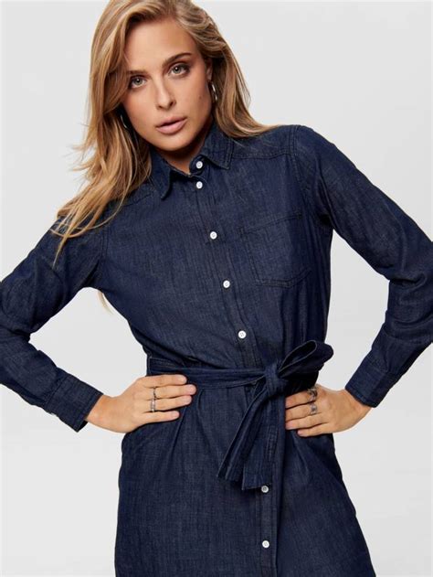 Vestido Vaquero Camisero De Manga Larga Mujer Uesti